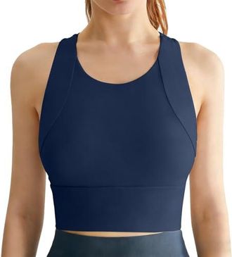 Generic Soutien-gorge de sport dos nageur : bretelles larges, tr&egrave;s &eacute;lastique, absorbant, soutien-gorge dos nu yoga bustier femme, bleu, XXL