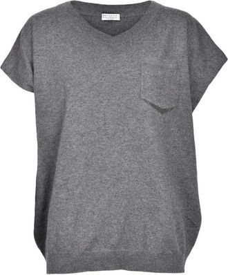 Brunello Cucinelli Femme, Pulls, Gris, Taille: 42 FR Pull ras du cou en cachemire