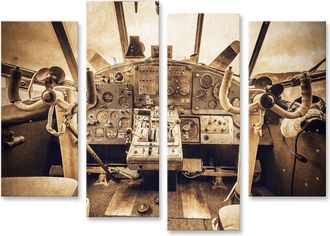 Islandburner Bild auf Leinwand Altes Flugzeug Cockpit Ansicht Detailaufnahme Bilder Wandbilder Poster