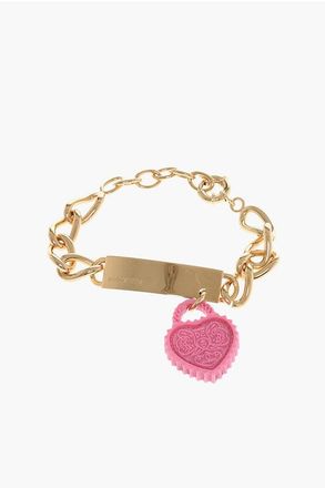 Dsquared2 Golden Effect Metal OPEN YOUR HEART Bracelet with Charm size Unica