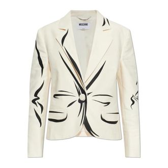 Moschino Femme, Vestes, Beige, Taille: 36 FR Blazer en coton avec imprim&eacute;