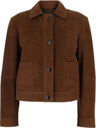 Max Mara Femme, Vestes, Brun, Taille: 36 FR Boxy Leather Jacket