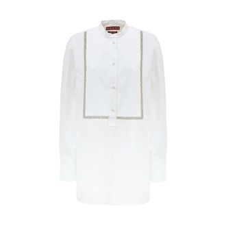Gucci Baumwoll-Popeline-Bluse mit Kristallverzierungen - - Dresses - Damen - Wei&szlig; - L