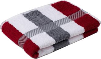 G&ouml;zze New York Streifen Duschtuch, Weich und saugf&auml;hig, 100% Baumwolle, 70 x 140 cm - Bordeaux/Wei&szlig;/Anthrazit