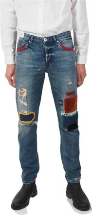 Pantaloni Torino Homme, Jeans, Bleu, Taille: W34 Patchwork Jeans