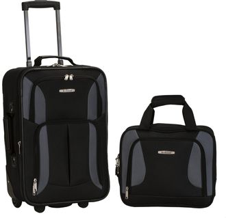 Rockland Ensemble Pivotante ABS Extensible De 2 PC De 20/28 PO Koffer-Set, 30 Liter, Schwarz/Grau