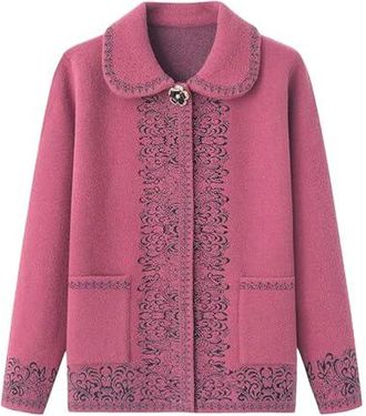 Generic Pull Court &Agrave; Revers pour Femmes D&acirc;ge Moyen, Manteau, Automne Et Hiver, Cardigan, Grande Taille