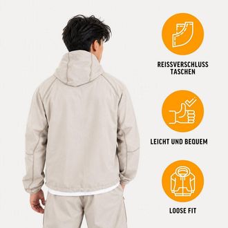 Smilodox Outdoorjacke Kynaro Sportjacke Loose Fit, Tracksuit Jacke f&uuml;r Gym & Freizeit verstellbare Kapuze, Kordelzug, Rei&szlig;verschlusstaschen