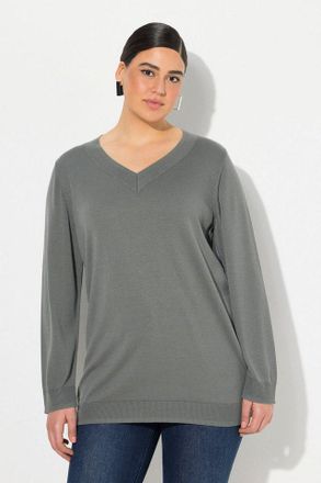 Ulla Popken Strickpullover Pullover V-Ausschnitt Langarm weicher Feinstrick