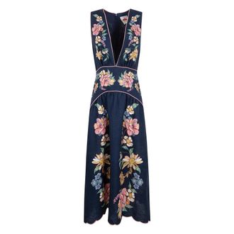 Farm Rio Farm Rio, Femme, Robes, Bleu, Taille: 40 FR Maira Floral Midi Dress