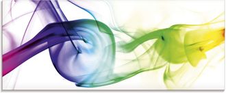 Artland ARTland Wanddeko Glasbilder Wandbild Glas Bild einteilig 125x50 cm Querformat Design Abstrakte Kunst Farben Muster Rauch Bunt T5QF