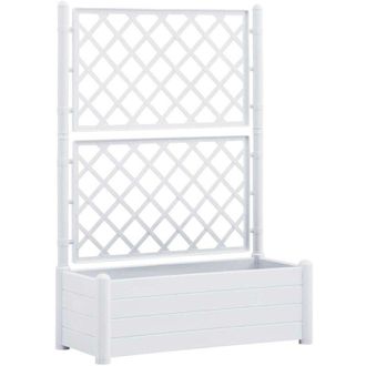 vidaXL Jardini&egrave;re avec treillis 100x43x142 cm pp Blanc Vidaxl