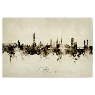 artboxONE Poster 90x60 cm St&auml;dte Freiburg Germany Skyline Sepia - Bild Freiburg City Cityscape