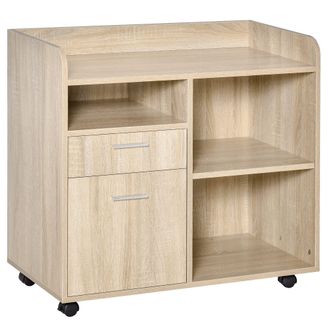 Vinsetto Druckerst&auml;nder - Rollbarer Schreibtisch-Organizer - Ma&szlig;e: 80 x 40 x 72 cm (B x T x H) aus hellem Eichenholz
