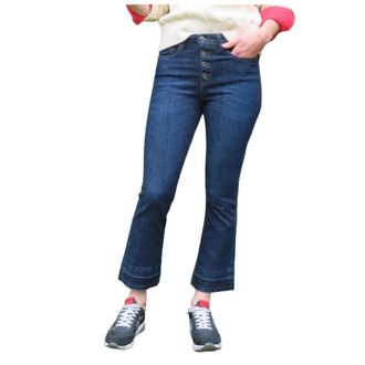 Denim Studio Camille Crop Flare Frayed Hem Jeans - - Jeans - Damen - Blau - W28