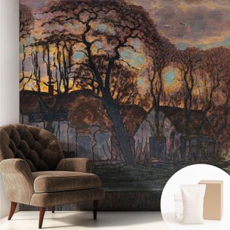 Tulup Carta Da Parati In Vlies Decorativa Per Pareti - Con Motivi Moderni - Con Colori Intensi - Per Ufficio Paesaggio Serale 250x250 Cm