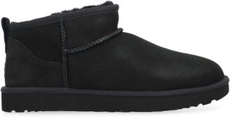 UGG Womens Classic Ultra Mini Boots Black Ovine Leather