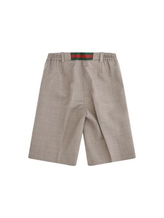 Gucci Wool Bermuda Shorts For Boy Brown-Cream-Mix Merino Ovis Aries Brown/cream/mix