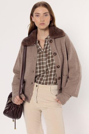 Gerard Darel Gilet en cachemire &agrave; col - ELENA - Beige