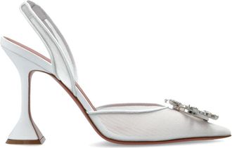 Amina Muaddi Femme, Chaussures, Blanc, Taille: 39 EU Begum Mesh Sling 95