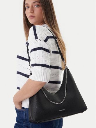 Calvin Klein Handtasche Emblem Hw Pebble Shoulder Bag LV04F3495G Schwarz
