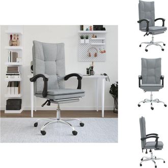 vidaXL B&uuml;rostuhl mit Liegefunktion Hellgrau Stoff - B&uuml;rostuhl - Schreibtischstuhl - Ergonomischer Stuhl - H&ouml;henverstellbar - Drehbarer Stuhl