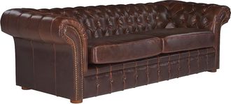 Vente-Unique Chesterfield Ledersofa 3-Sitzer - Vintage Leder - Braun - CLOTAIRE