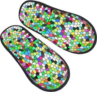 Generic Pantoufles Moelleuses Vitrail Color&eacute; Tie-Dye Chaussons Hiver Antid&eacute;rapants Chausson Pour Unisex Chambre Ext&eacute;rieur M