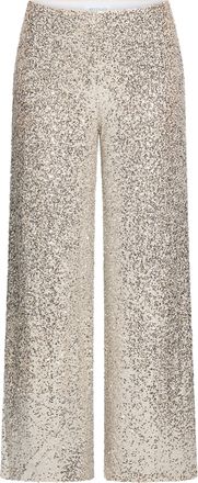 Betty & Co Damen Schlupfhose mit Pailletten 44, Cream/Silver