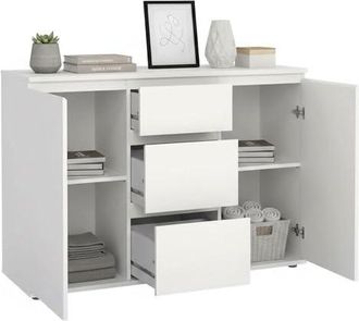 Dmora Kommode Antoinette, Wohnzimmerbuffet, Wohnzimmer-Sideboard, Moderne K&uuml;chen-Speisekammer, 119x40 h84 cm, Wei&szlig;