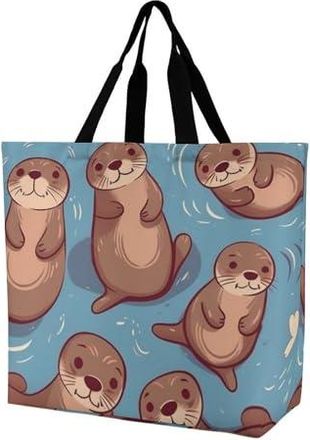 Generic Animaux Mignons Loutres Brunes Sac Fourre Tout L&eacute;ger Tote Bag Grand Sac Fourre-Tout Pour Shopping Plage Gym