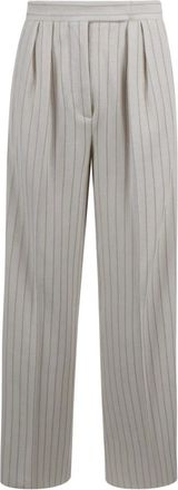Max Mara Femme, Pantalons, Beige, Taille: 40 FR Pantalon large en jersey piqu&eacute; &agrave; rayures