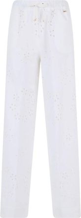 Herno Femme, Pantalons, Blanc, Taille: 44 FR Pantalon Droit Dentelle Sangallo