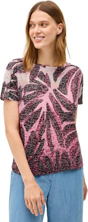 Cecil Damen 3227074 Ausbrenner-Shirt mit Muster, Mulberry red, X-Small