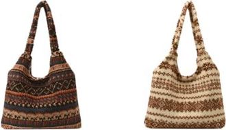 Generic Sac &agrave; bandouli&egrave;re en laine dagneau, fourre-tout ethnique polyvalent pour femme, id&eacute;al travail et voyages