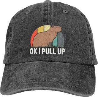 Generic Casquette de baseball animal multicolore chapeau &agrave; visi&egrave;re pour femme Ok I Pull Up Capybara r&eacute;tro vintage dr&ocirc;le rongeur animal classique personnalis&eacute; 