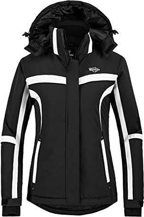 Wantdo Femme Blouson de Ski Hiver Imperm&eacute;able Veste Isolant Chaude Veste de Sport Voyage avec Capuche Amovible Veste de Snowboard Parka Montagne Blanc M