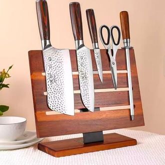 Generic Porte Couteaux Aimant&eacute;, Range De Cuisine En Bois Dacacia, Couteau Avec Bande Magn&eacute;tique Bilat&eacute;rale Am&eacute;lior&eacute;e
