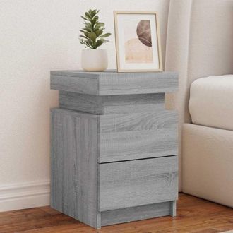 vidaXL Nachttisch mit LED-Leuchten Grau Sonoma 35x39x55 cm Vidaxl 24148