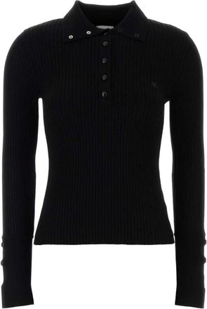 Courr&egrave;ges Femme, Tops, Noir, Taille: 38 FR Polo Classique en Maille C&ocirc;te