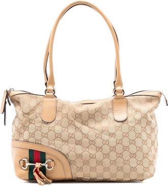 Gucci Crossbody Bags - GG Canvas Horsebit Web Handbag - Gr. unisize - in Braun - f&uuml;r Damen