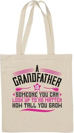 Generic Sac fourre-tout en coton naturel avec inscription « A grandfather is someone you can look up to » Blanc