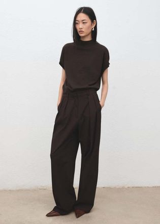 Mango Pull-over Lurex manches courtes chocolat - Femme - M - MANGO