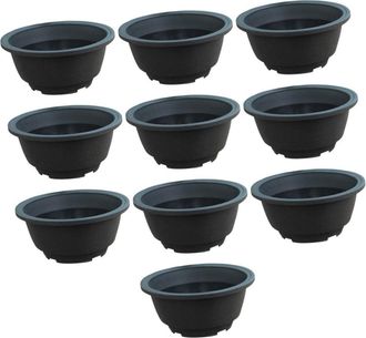 Milisten 10 St&uuml;ck Runde Blument&ouml;pfe Dekorative Pflanzgef&auml;&szlig;e f&uuml;r Sukkulenten und Pflanzen f&uuml;r Garten Balkon und Terrasse Schwarz Mittelgr&ouml;&szlig;e