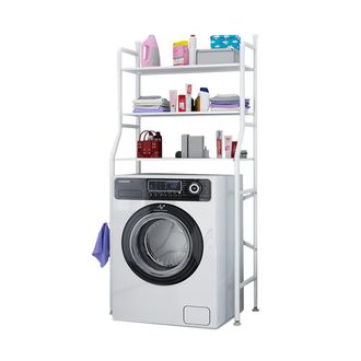 Generic Badezimmer Platzsparer &uuml;ber der Waschmaschine, 3 Regal Eckst&auml;nder mit H&auml;ngestange, Turm Regal Aufbewahrungsorganisator, Wei&szlig;