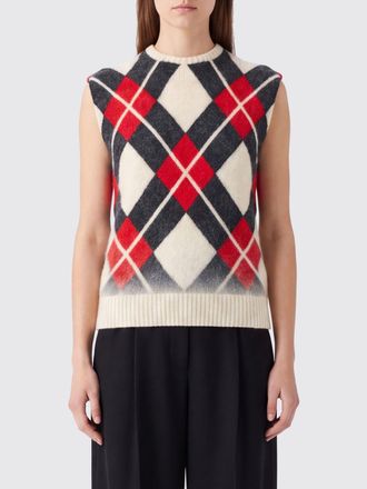 Semicouture Gilet en tricot en laine dalpaga &agrave; motif losanges