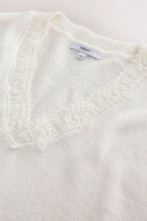 Next V-Ausschnitt-Pullover Gestricktes Tanktop mit V-Ausschnitt und Spitze (1-tlg)