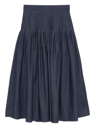 Carolina Herrera jupe plissée en jean - Bleu