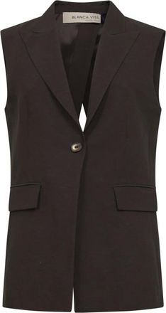 Blanca Vita Femme, Vestes, Brun, Taille: 38 FR Veste sans manches &agrave; revers en pointe