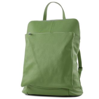 modamoda.de T141 Damen Leder Rucksack Damentasche Schultertasche handmade in Italy, Farbe:Graugr&uuml;n
